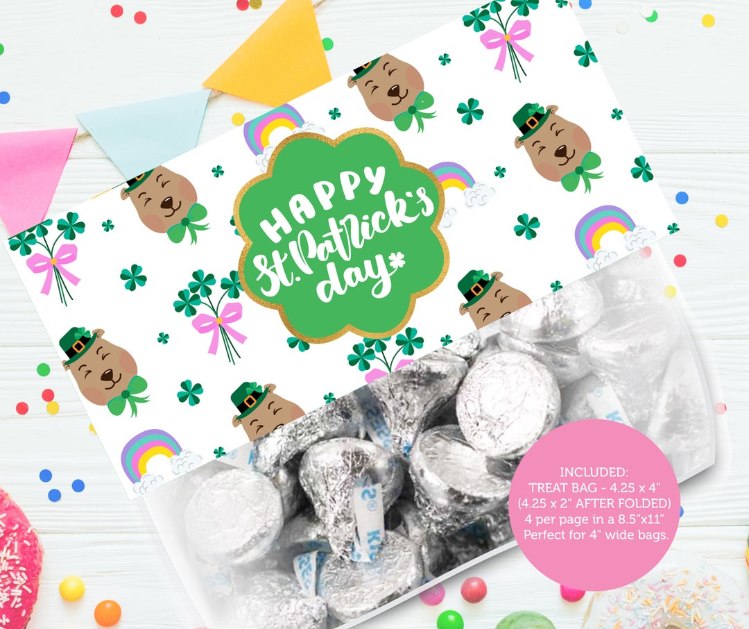 Happy St.patrick Day Treat Bag Toppers PRINTABLE, Shamrock Treat Bag ...