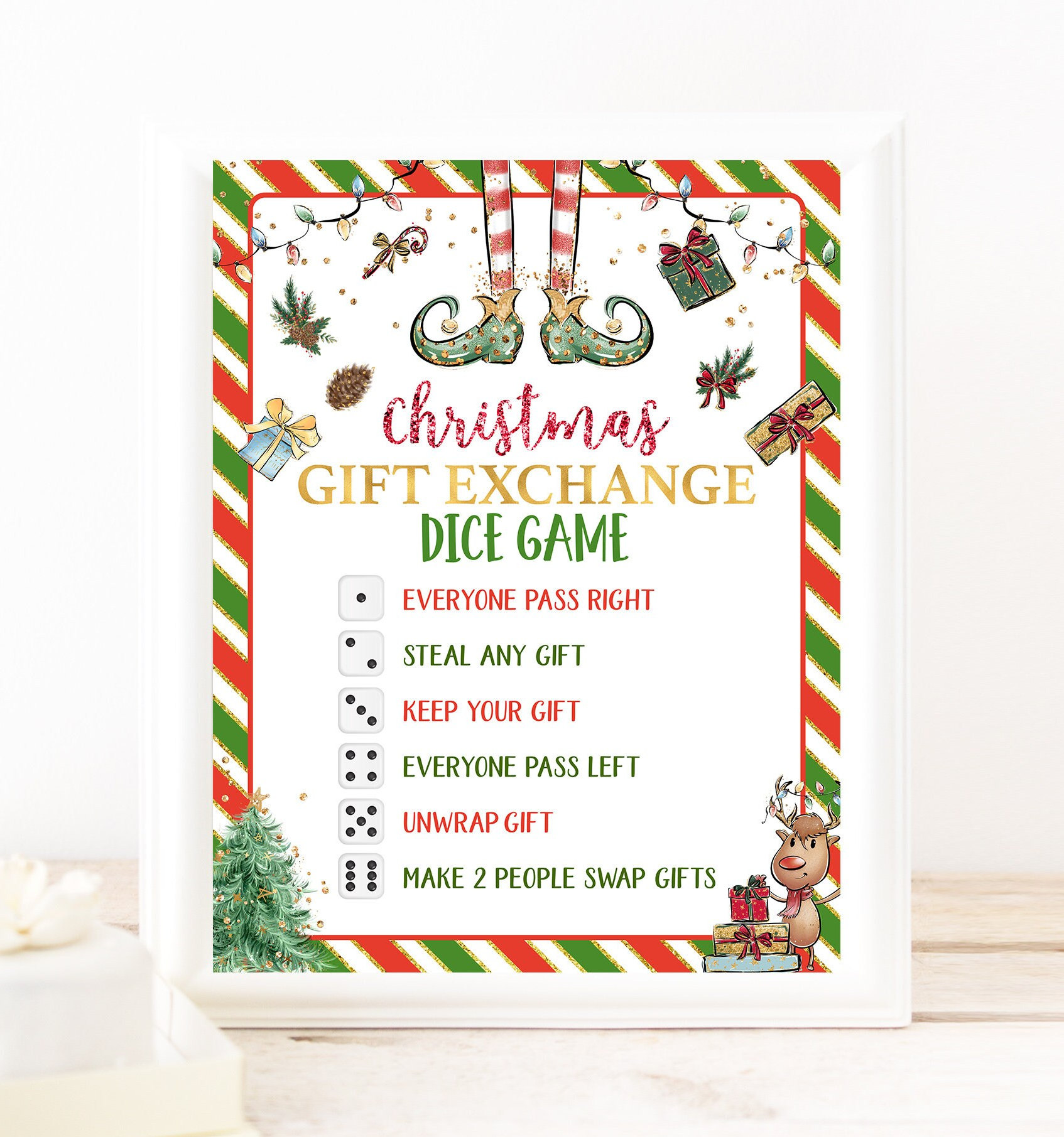Christmas Dice Game Printable, Christmas Party Game, Christmas Gift ...
