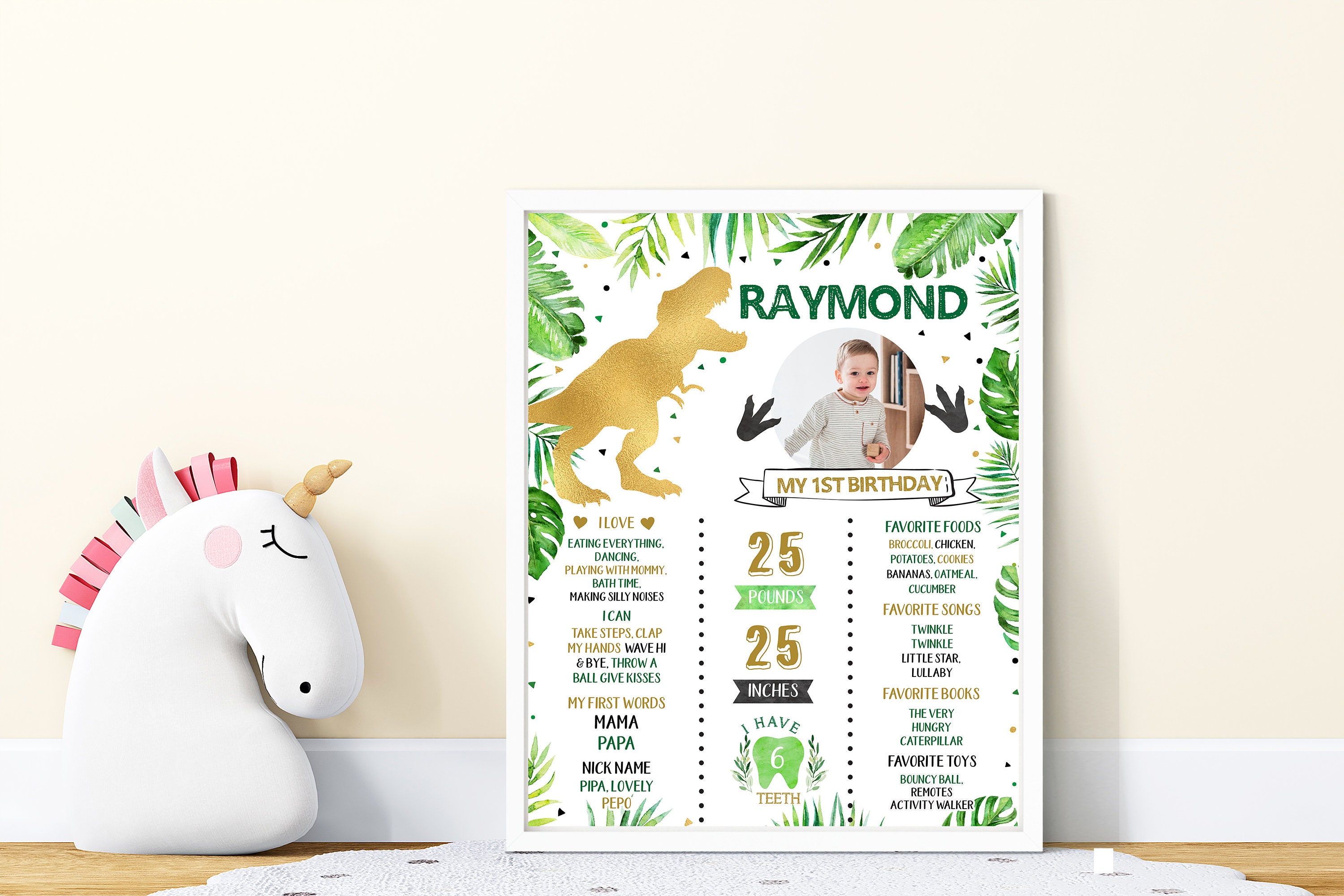 Dinosaur Milestone Sign, 1st Birthday Milestone Board, T-rex First ...