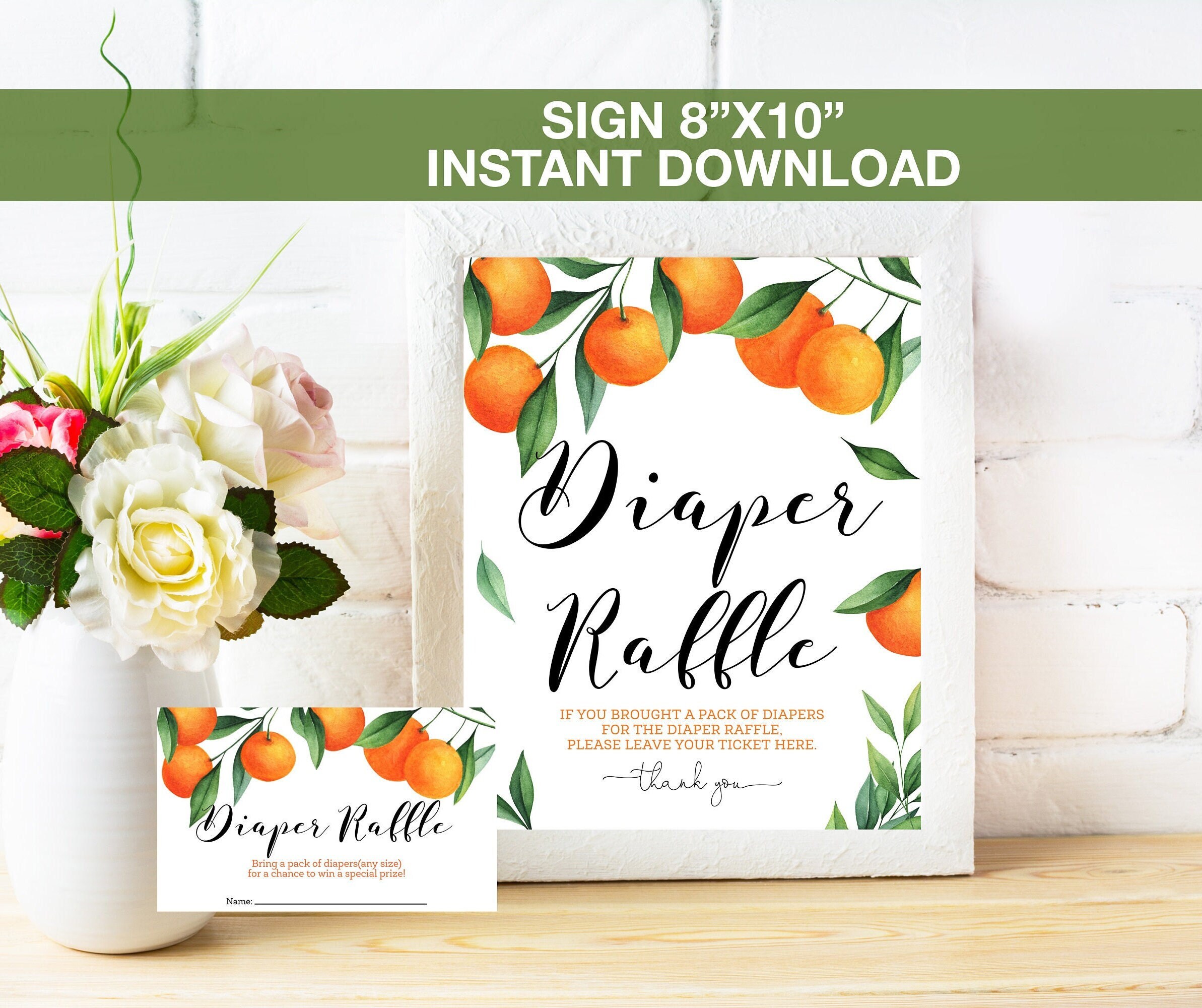 Orange Diaper Raffle Sign A Little Cutie is on the Way - Etsy