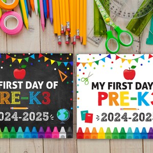 First Day of Pre-k3 Sign, Printable Pre-k3 School Sign First Day, Pre-k ...