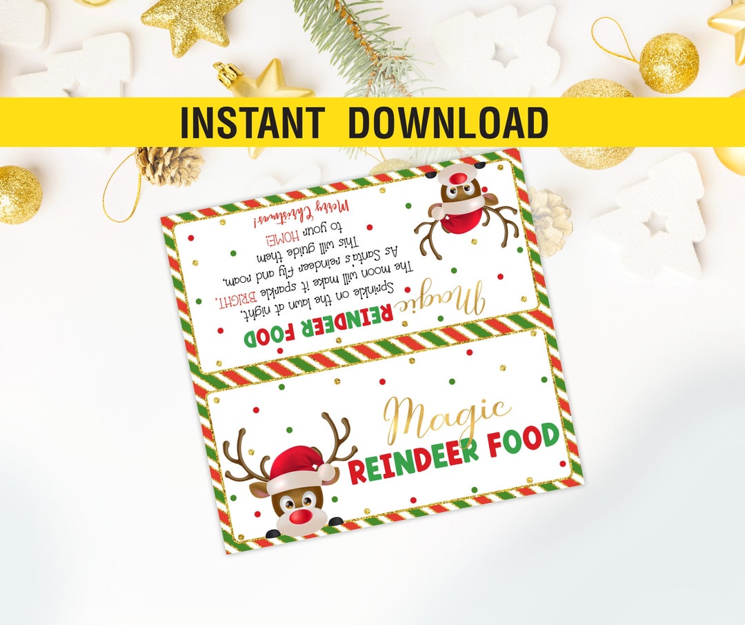 Magic Reindeer Food Treat Topper Printable, Christmas Topper Tag ...