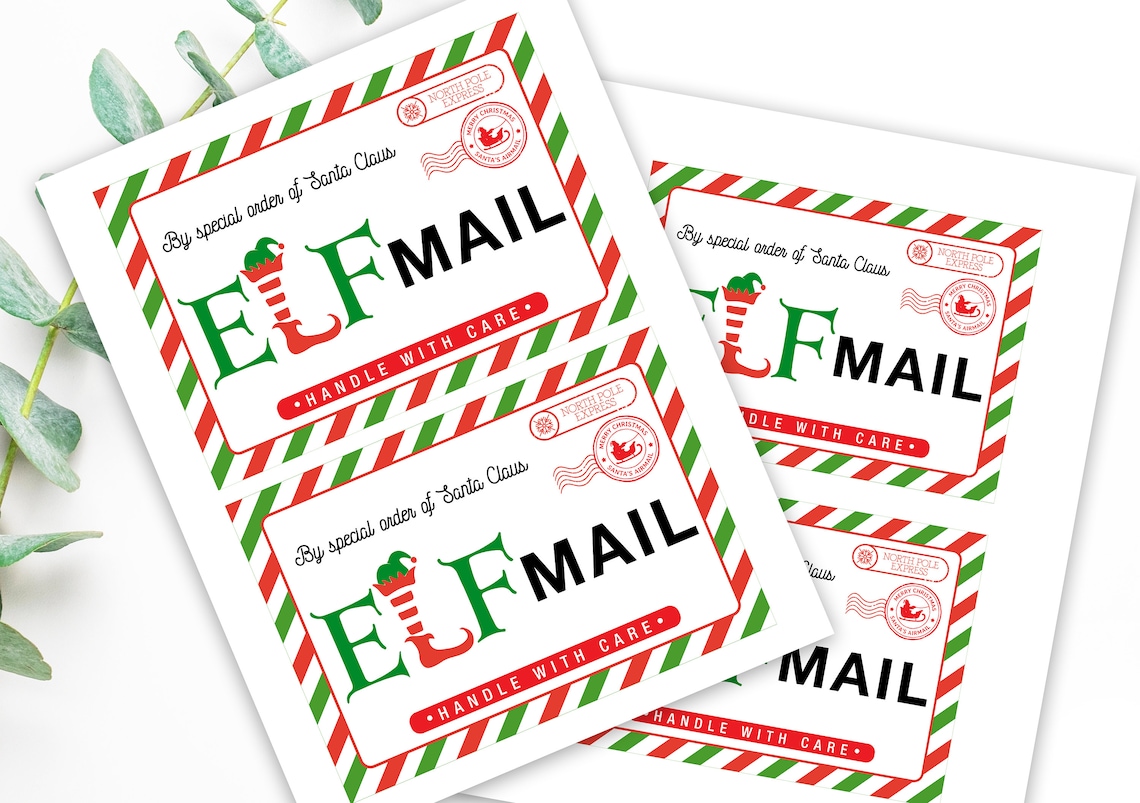 Christmas Elf Mail Arrival Box Label Printable North Pole - Etsy