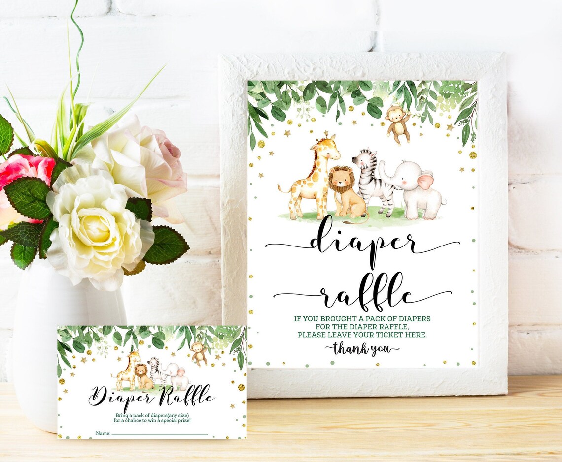 Safari Diaper Raffle Sign Printable Baby Shower Diaper - Etsy