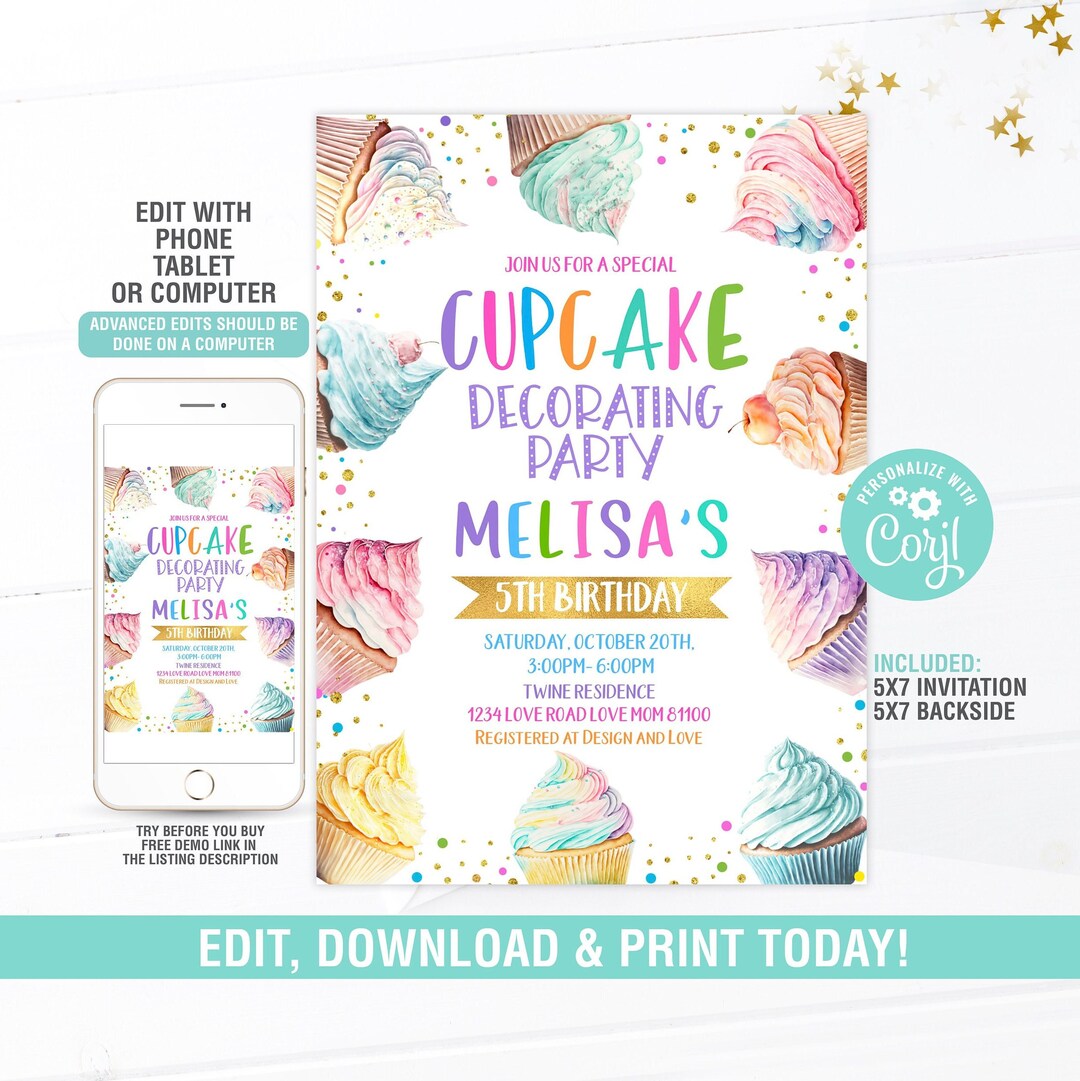 Cupcake Invitation, Cupcakes Invites, Cupcake Decorating Invitation ...