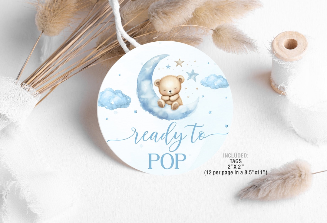 Ready to POP Teddy Bear Labels Printable, Ready to Pop Favor Toppers ...