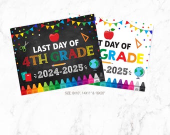Last Day of 4th Grade Sign, Last Day of Fourth Grade Sign, Last Day of ...