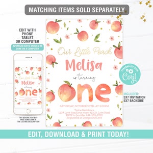 Peach Milestone Birthday Poster Editable, Peach Milestone Board, Peach ...