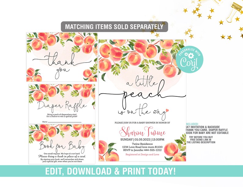 Peach Diaper Raffle Sign, Sweet Little Peach is on the Way, Diaper ...