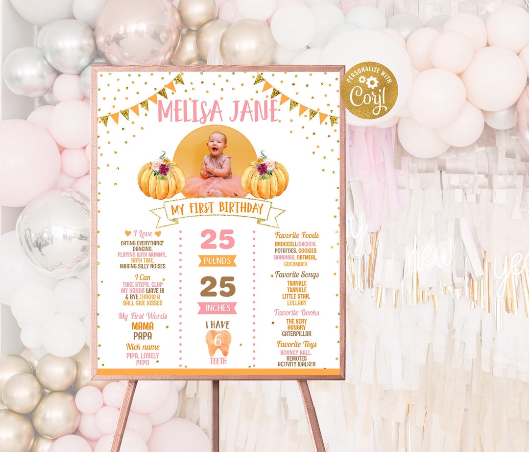 Pumpkin Milestone Birthday Poster EDITABLE, Little Pumpkin Milestone ...