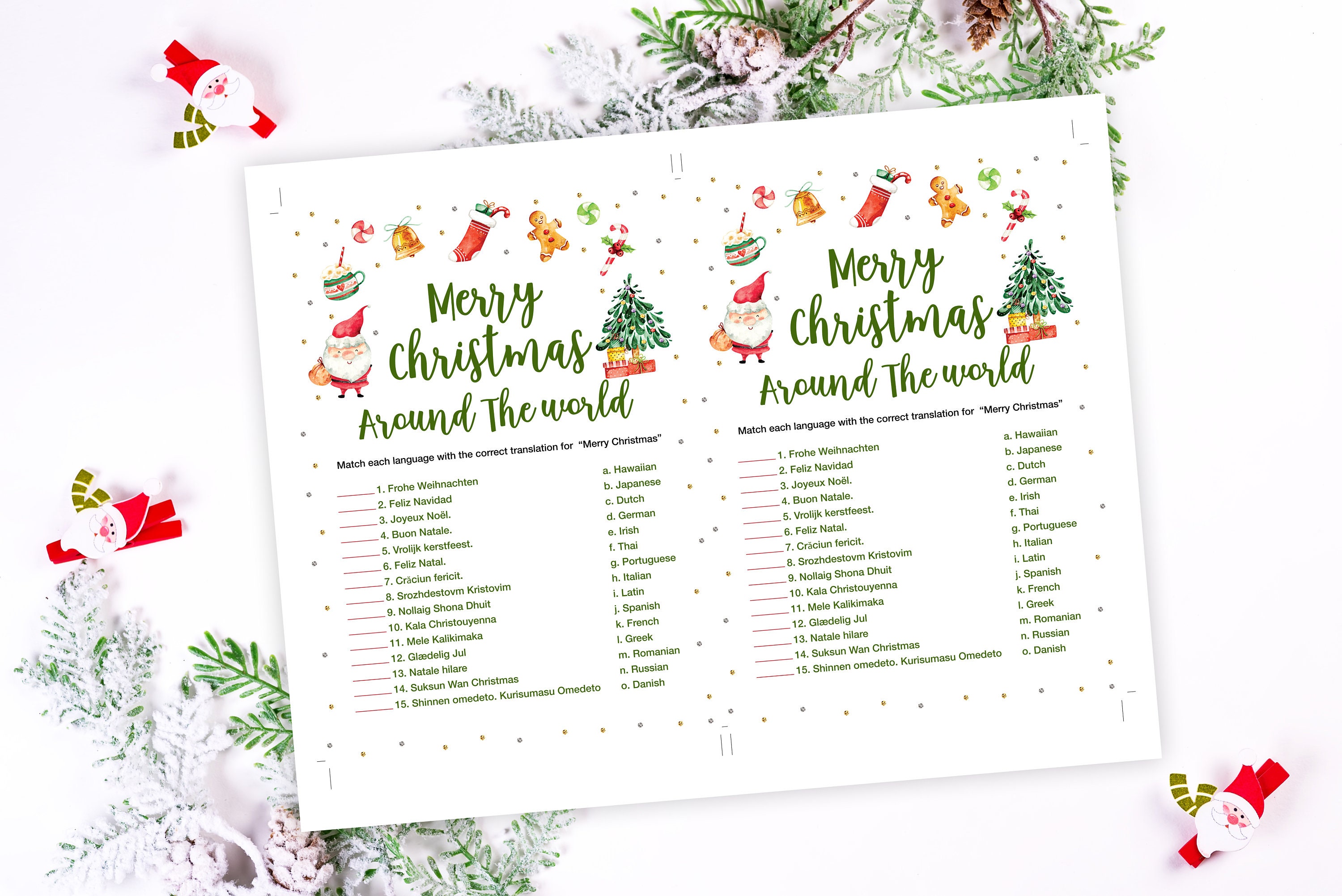 Merry Christmas Around the World Game Printable, Christmas Game for ...