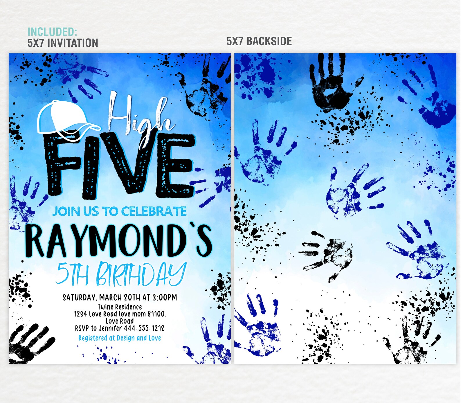 High Five Birthday Invitation EDITABLE, Five Invite, High Five Party ...