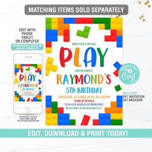 Building Blocks Party Tags EDITABLE, Building Blocks Party Favor Tags ...