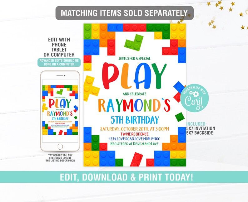 Building Blocks Party Tags EDITABLE Building Blocks Party - Etsy