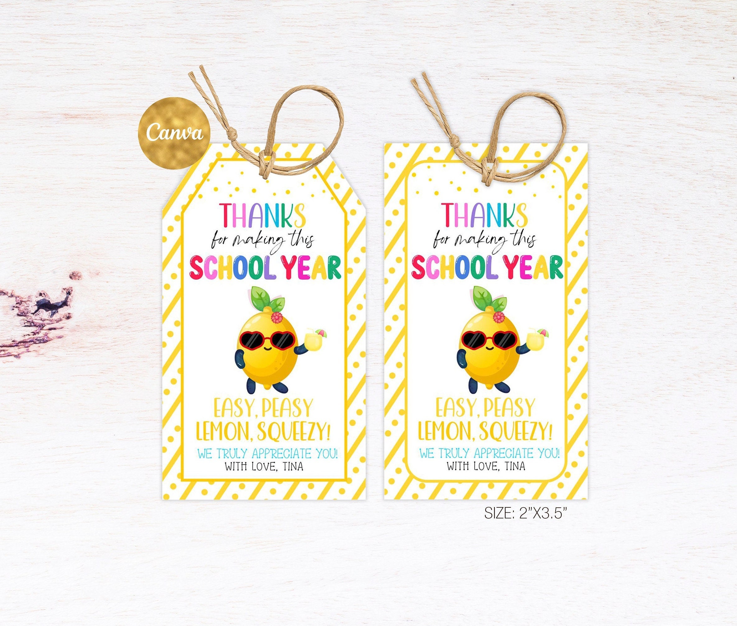 Lemonade Gift Tags Teacher Appreciation Editable, Summer Tag,easy Peasy ...