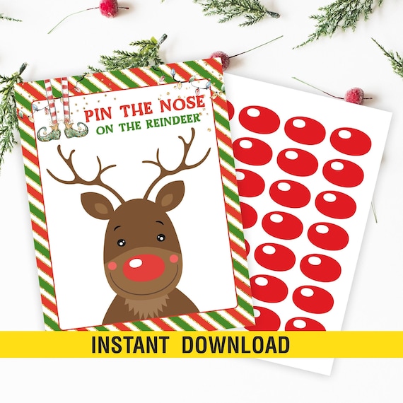 Pin the Nose on the Reindeer Printable,Reindeer Games, Christmas Game ...