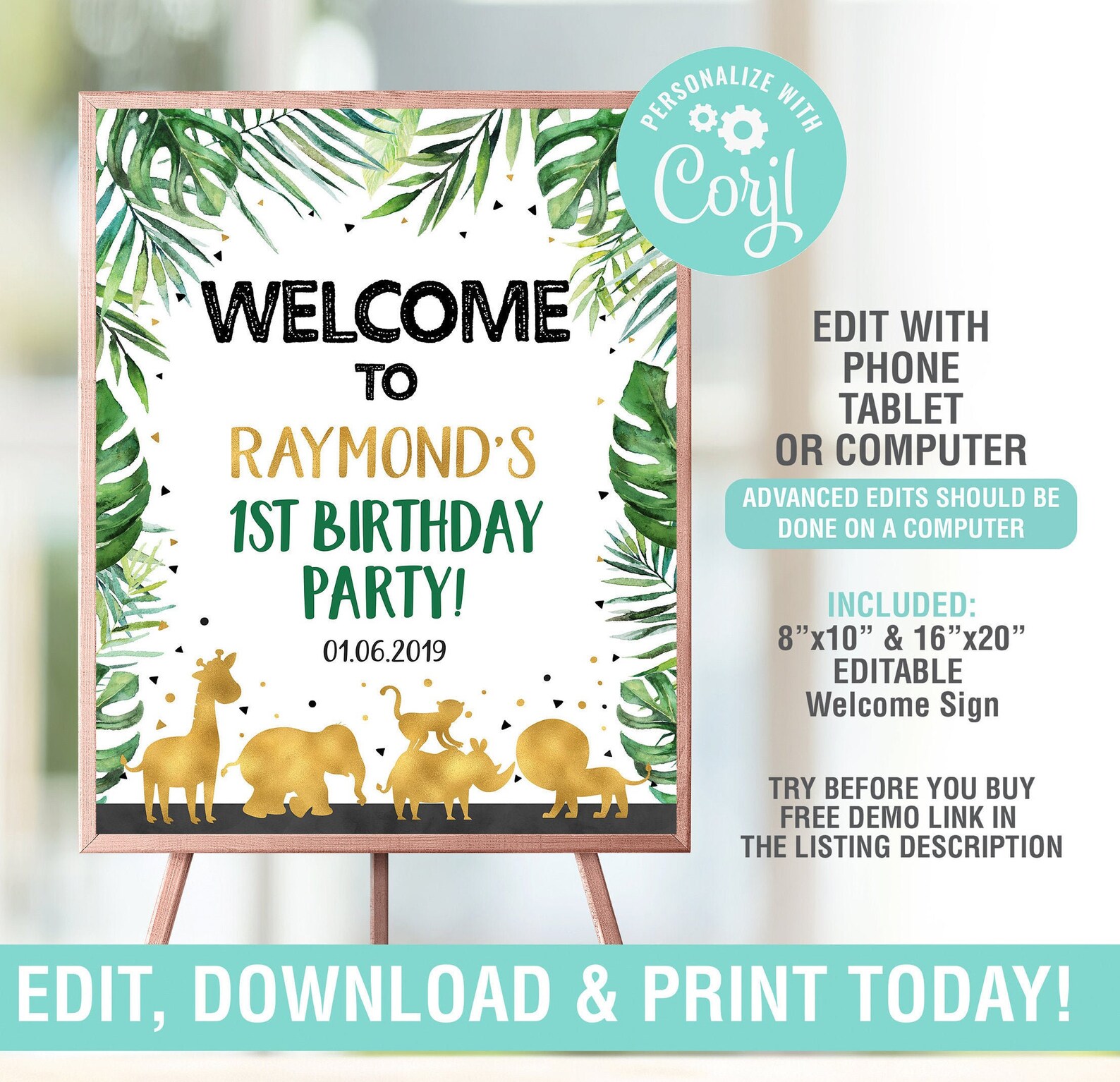 Safari Welcome Sign Jungle Welcome Sign Safari Birthday - Etsy