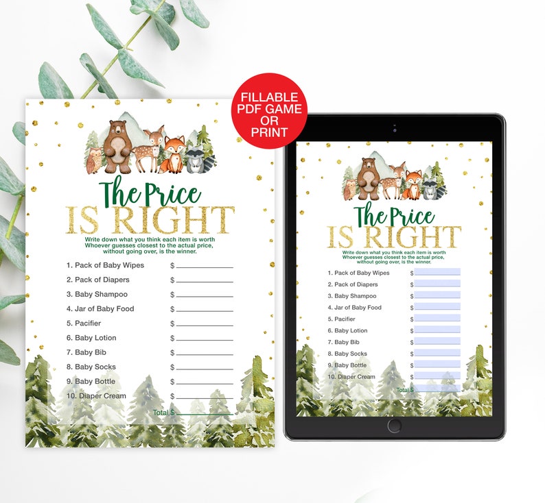 Woodland Baby Shower Game Bundle Virtual Baby Shower Game | Etsy