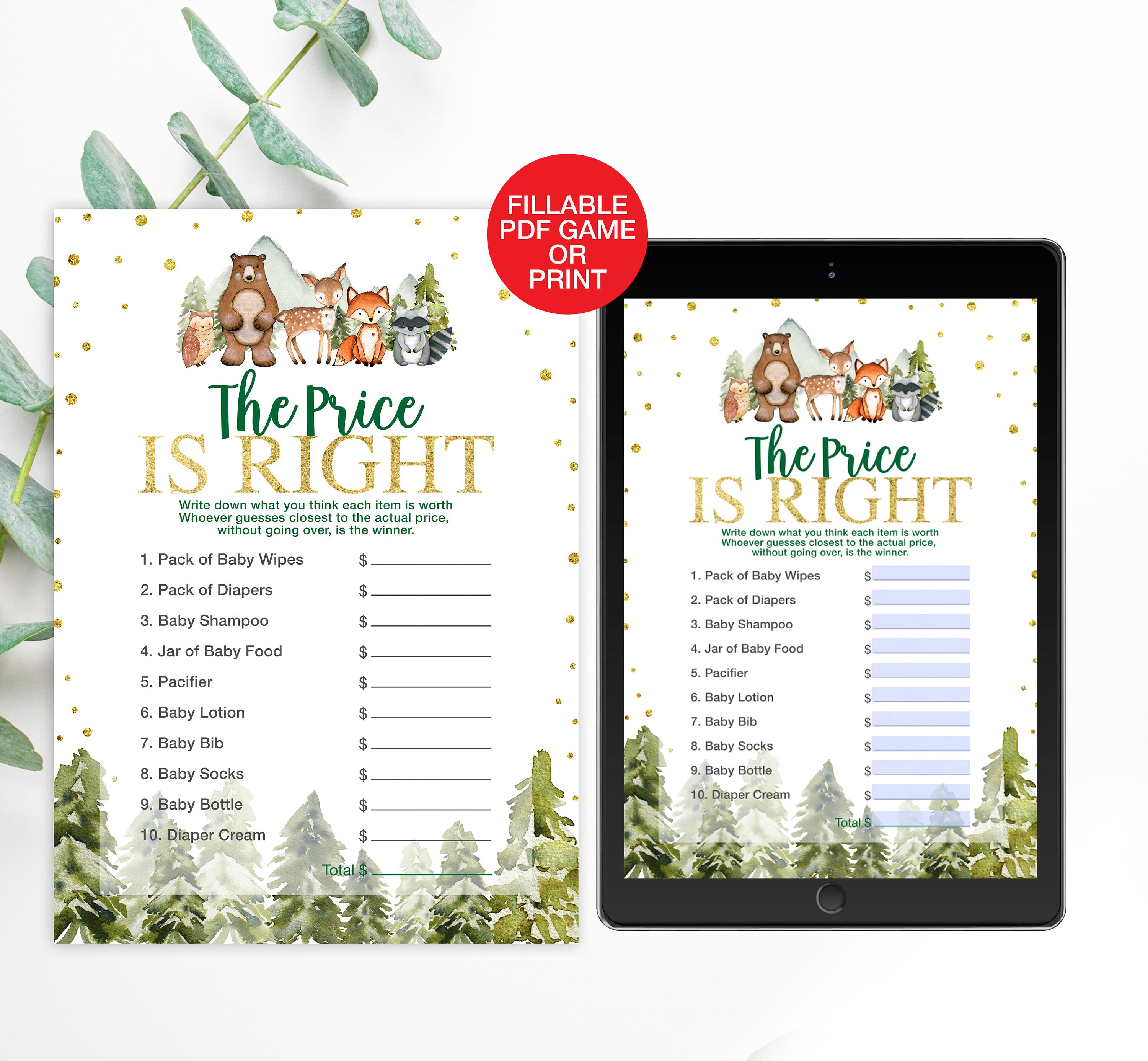 Woodland Baby Shower Game Bundle Virtual Baby Shower Game - Etsy