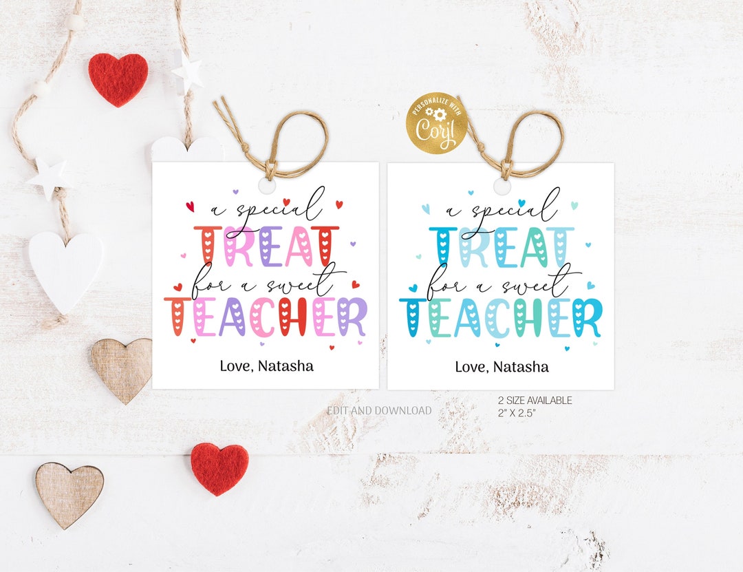 Valentines Day Teacher Tag Editable, Teacher Valentine Day Gift Favor ...