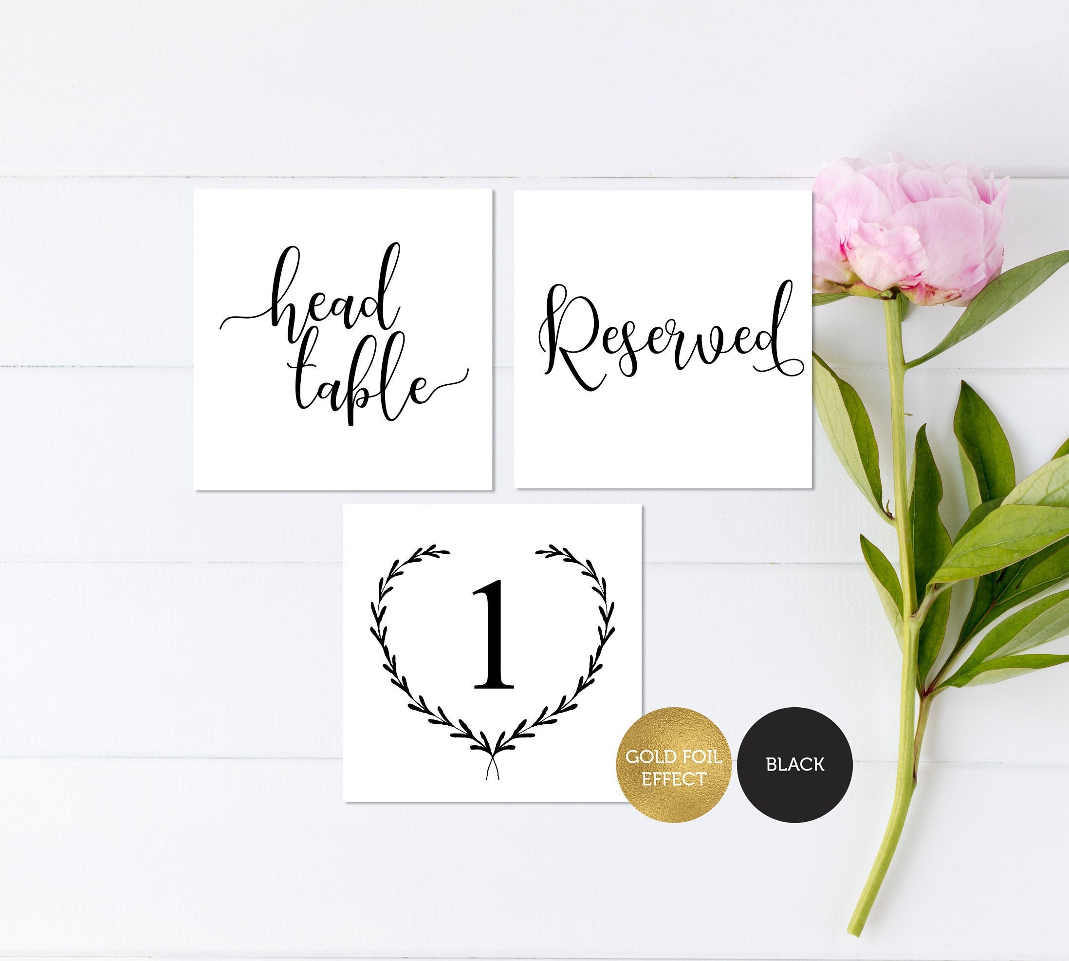 Printable Foldable Table Numbers 1 50 Black & Gold Instant | Etsy