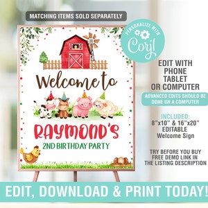 Farm Cupcake Toppers EDITABLE, Barnyard Toppers Birthday, Farm Label ...