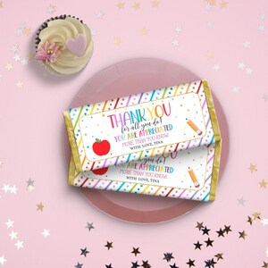 Teacher Appreciation Chocolate Bar Wrapper Editable, Appreciation Week ...