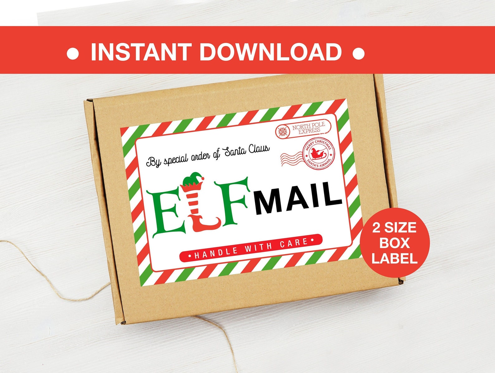 Christmas Elf Mail Arrival Box Label Printable North Pole - Etsy