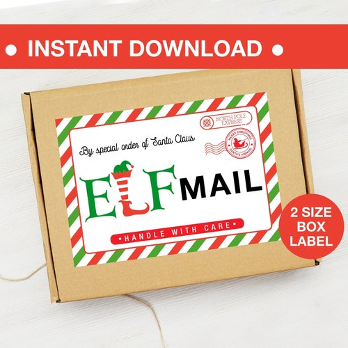 Christmas Elf Mail Arrival Box Label Printable North Pole - Etsy