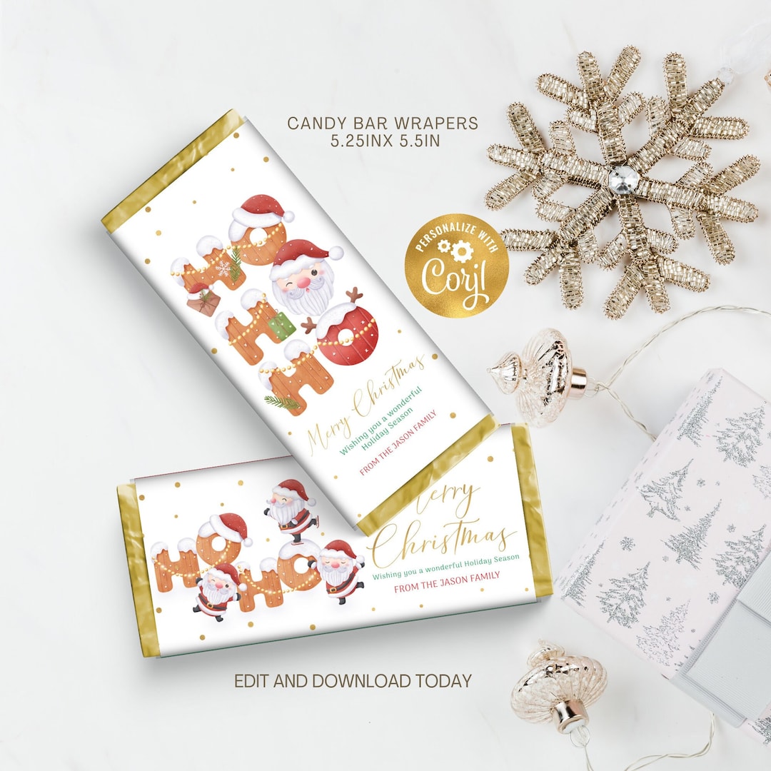 Editable Christmas Candy Bar Wrapper Template, Christmas Chocolate ...