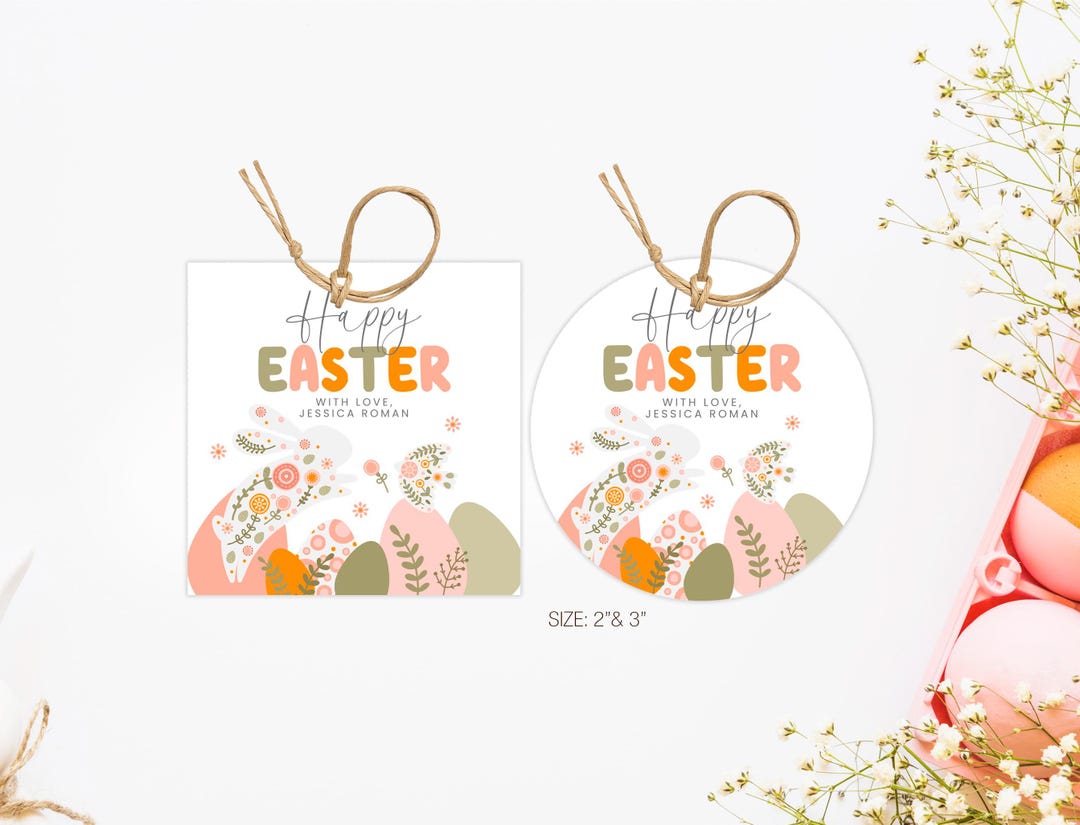 Easter Bunny Gift Tags Editable, Happy Easter Tags, Spring Gift Tags ...