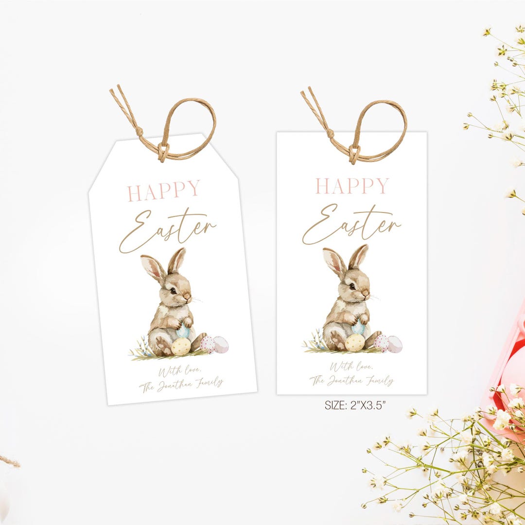 Easter Bunny Gift Tags Editable, Happy Easter Tags, Spring Gift Tags ...