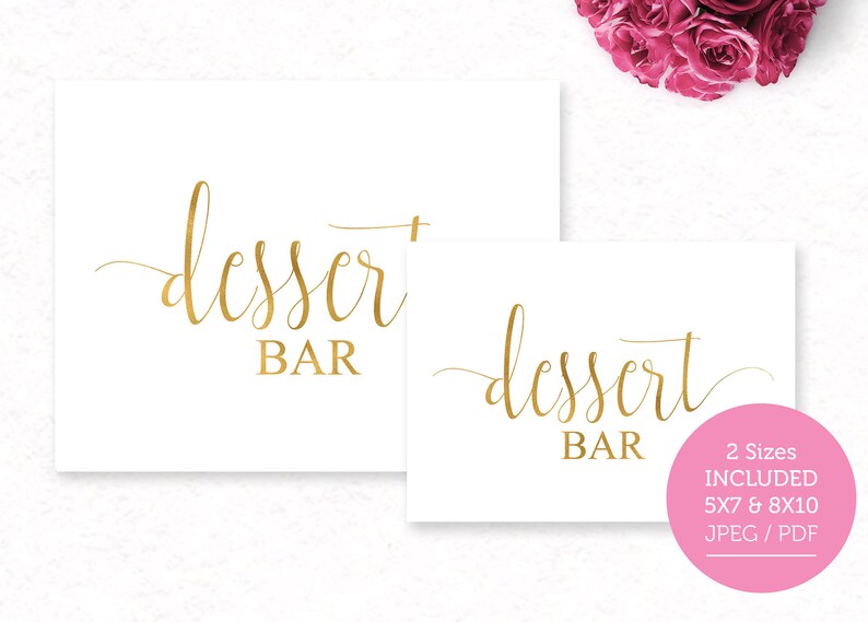 Dessert Bar Signdessert Bar Print Gold Dessert Sign DIY | Etsy