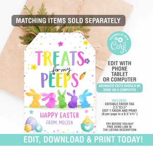 Easter Treat for My Peeps Treat Bag Toppers PRINTABLE, Easter Treat Bag ...