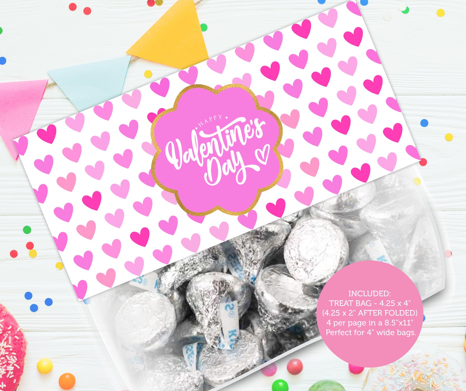 Valentine Treat Bag Toppers PRINTABLE Love Pink Treat Bag - Etsy