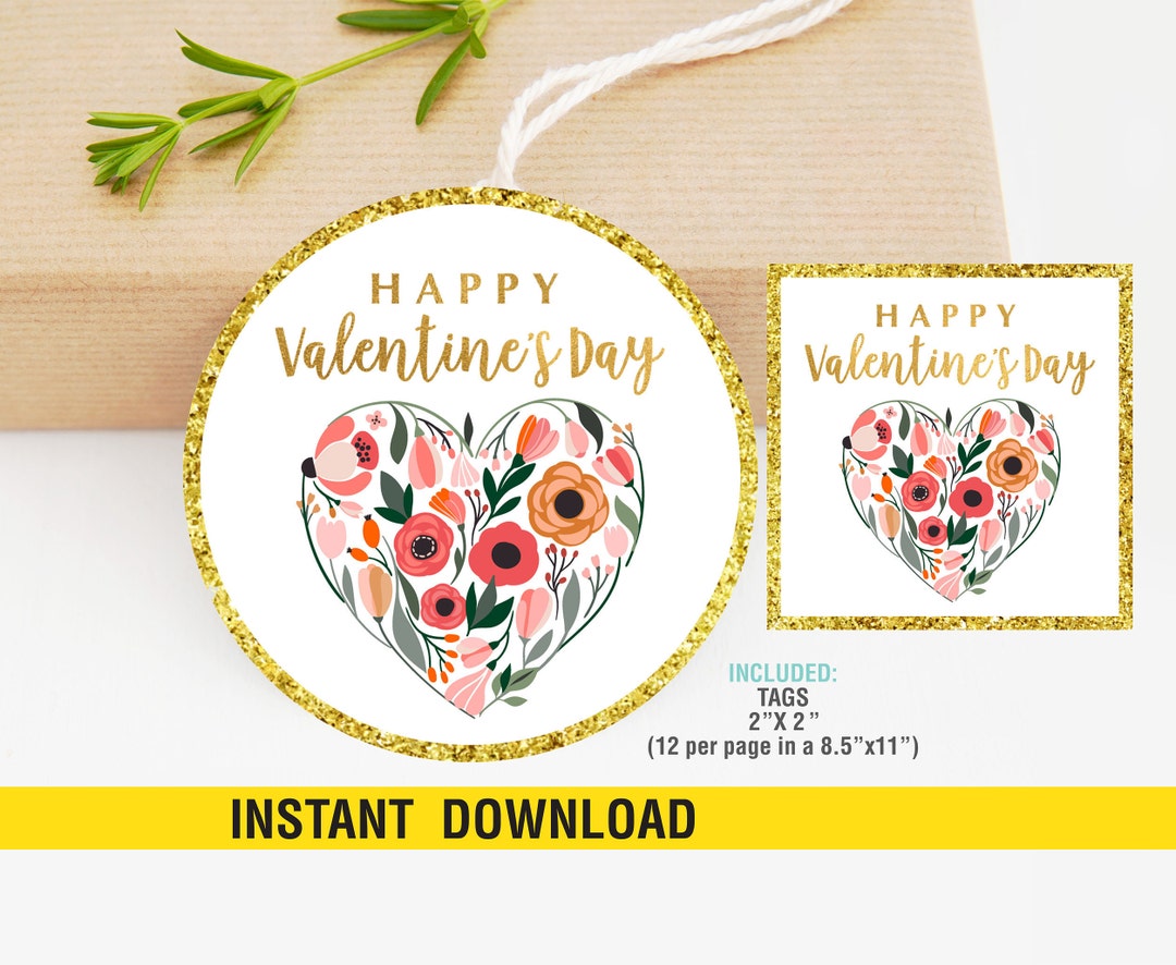 Valentine Gift Tags Printable Valentine Gift Tags Happy - Etsy