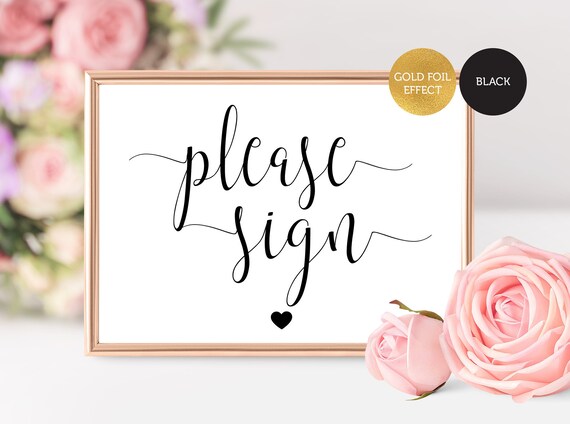 Please Sign Printable Wedding Cards Sign Wedding Sign | Etsy