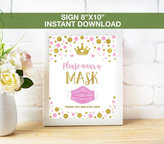 Princess Stay Safe Sign Please Wear A Mask Sign Social Distancing Sign ...