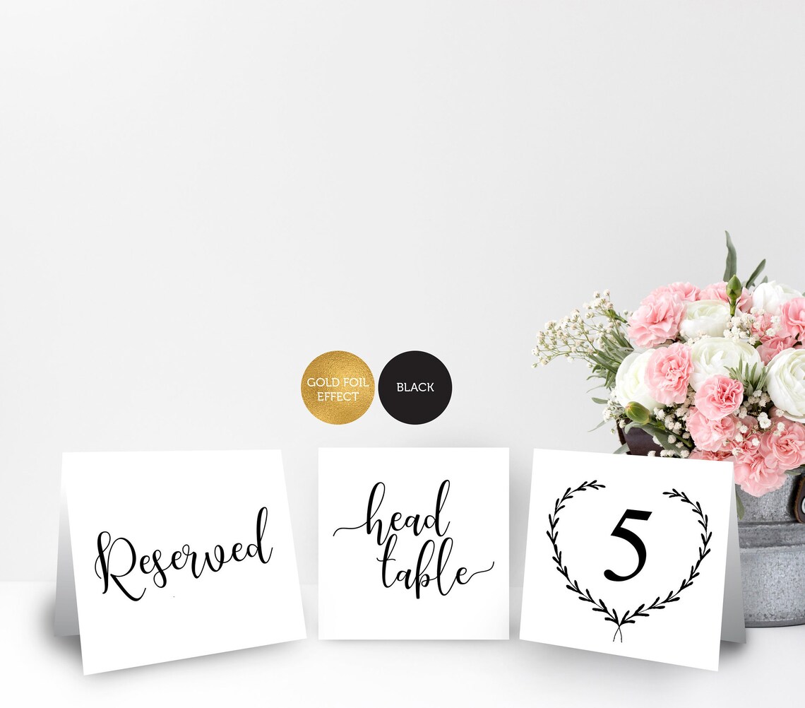 Printable Foldable Table Numbers 1 -50 Black & Gold Instant 5x5 ...