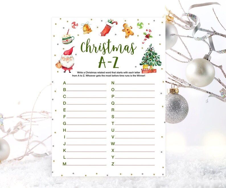 Christmas A-Z Game Printable, Christmas Game for Family Printable ...
