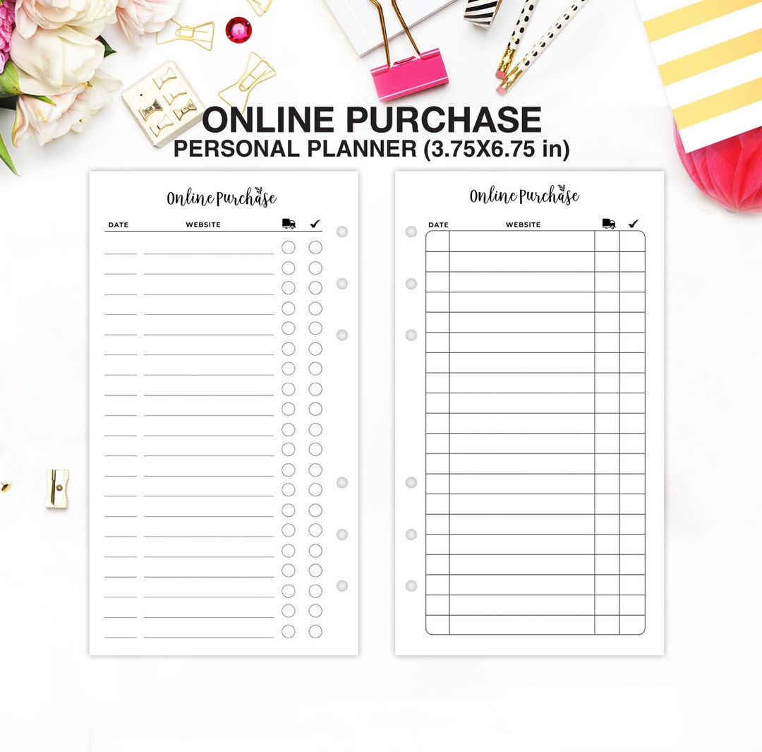 Online Shopping Tracker Printable,personal Planner Insert, Online ...