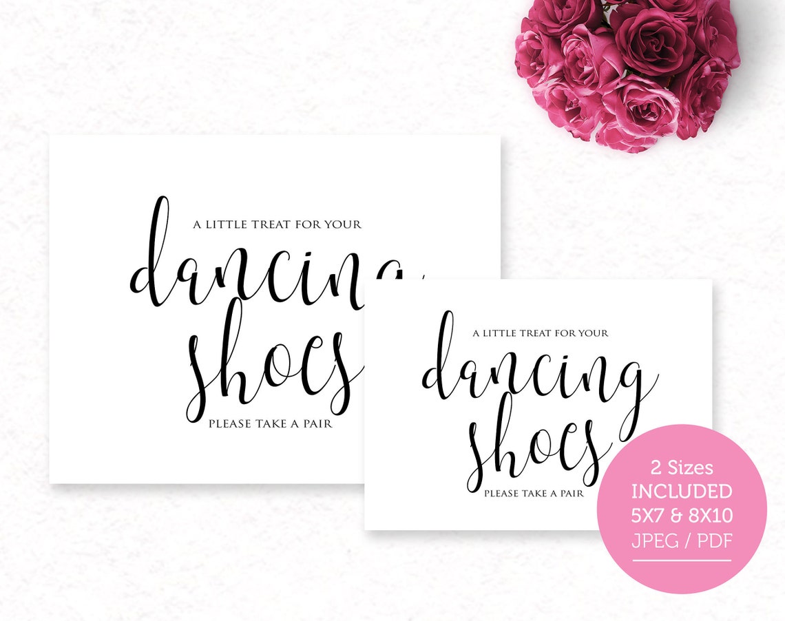 Dancing Shoes Sign, Dancing Feet Printable, Wedding Dancing Shoes Sign ...