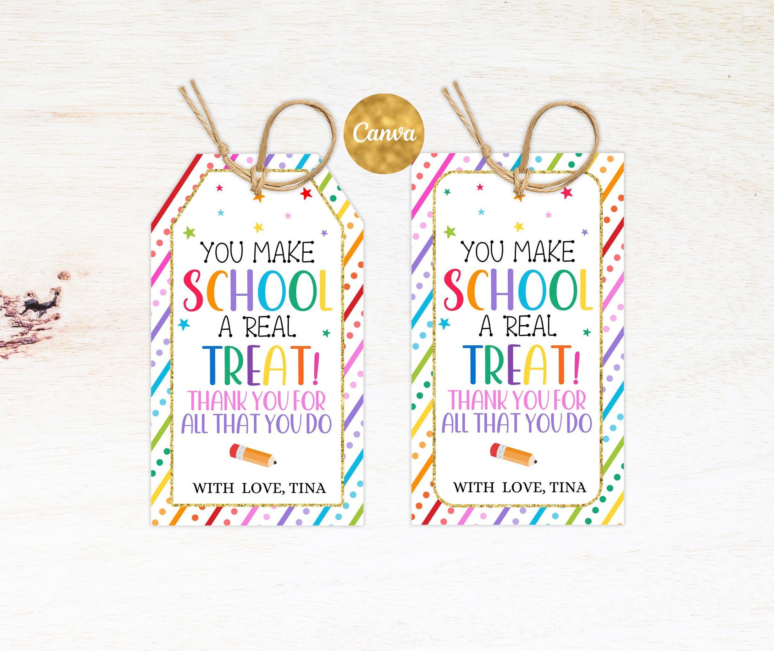 Teacher Appreciation Tags Editable, End of School Year Appreciation ...