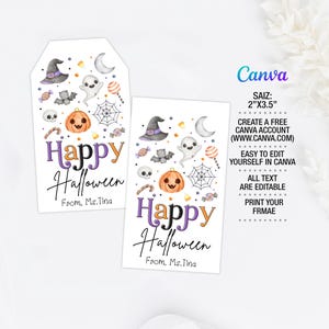 Happy Halloween Tag Editable Template, Halloween Favor Tags, Halloween ...
