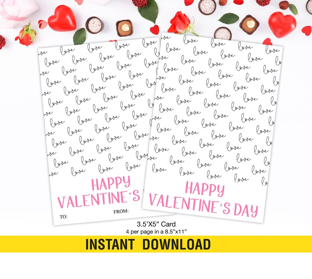 Valentine Cookie Card Printable 3.5x5 Printable Cookie Card, Instant ...