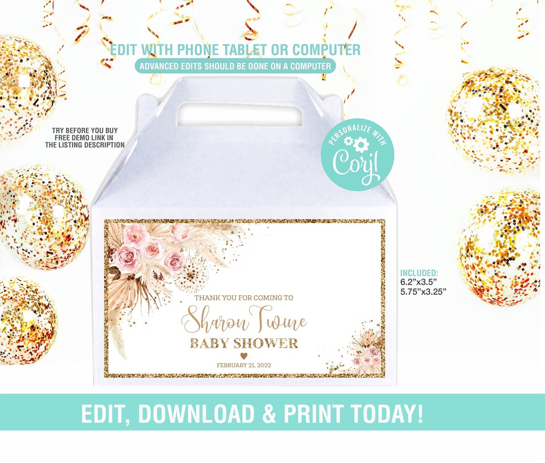 Boho Party Gable Box EDITABLE, Pampas Grass Gable Box, Bohoemian Gable ...