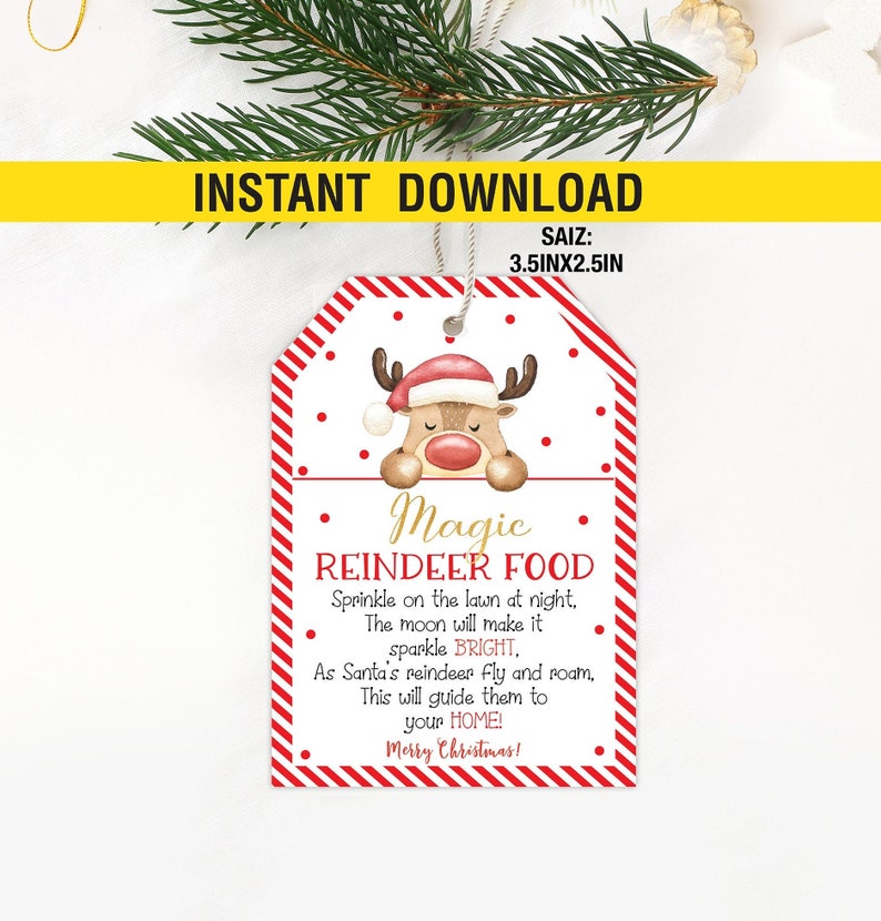 Magic Reindeer Food Label Tag Printable Christmas Gift Tag - Etsy