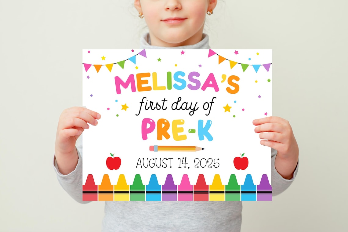 First Day of Pre-k Sign Editable, First Day of School 2025 Sign, Pre-k ...