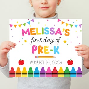First Day of Pre-k Sign Editable, First Day of School 2025 Sign, Pre-k ...