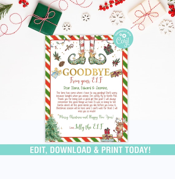 Elf Goodbye Letter EDITABLE, Elf Christmas Good Bye Letter, Christmas ...